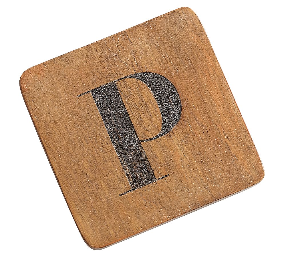 Alphabet Wood Coasters, Set of 4 | Pottery Barn