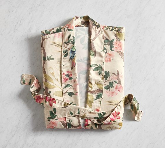 Nola Silky Piped Robe | Pottery Barn