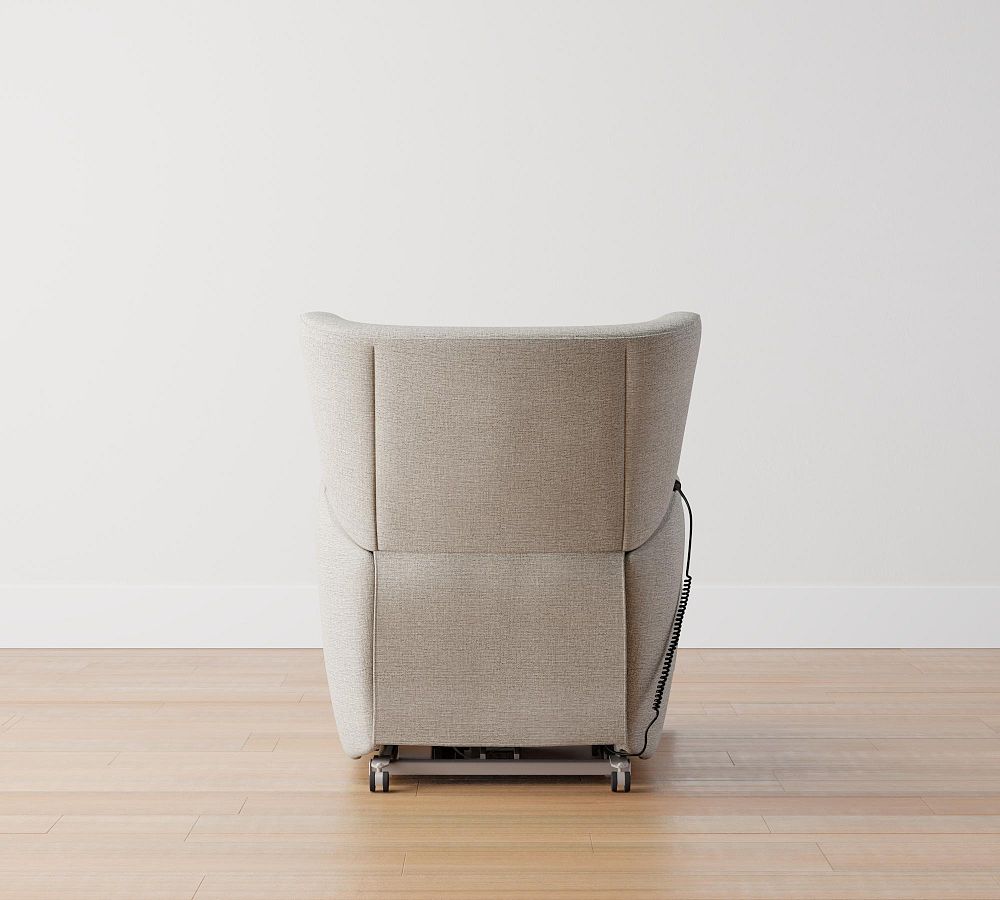 Wells Upholstered Tight Back Power Lift Recliner | Pottery Barn