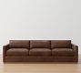 Carmel Square Slim Arm Leather Sofa with Wood Base | Pottery Barn
