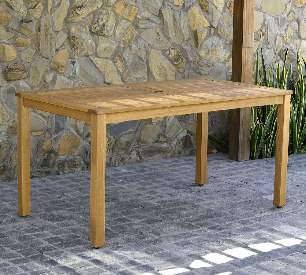 Brockville 7-Piece Teak Rectangular Dining Table Set | Pottery Barn