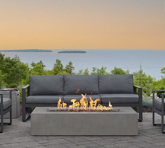 Arbor Concrete Low Rectangular Fire Pit Table | Pottery Barn