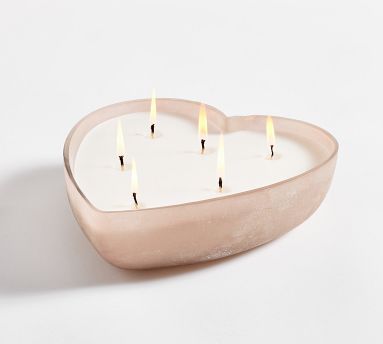 Frosted Glass Heart Candle - Rose Peony | Pottery Barn
