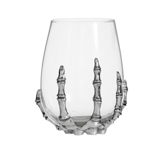 Skeleton Hand Stemless Wine Glass | Pottery Barn