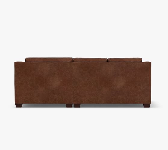 York Slope Arm Deep Seat Leather Sofa Double Wide Chaise Sectional ...