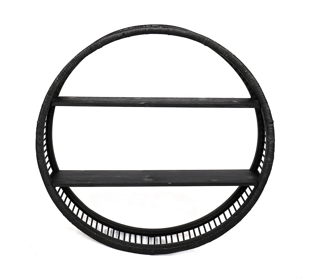 Addie Round Rattan 2-Tier Wall Shelf | Pottery Barn