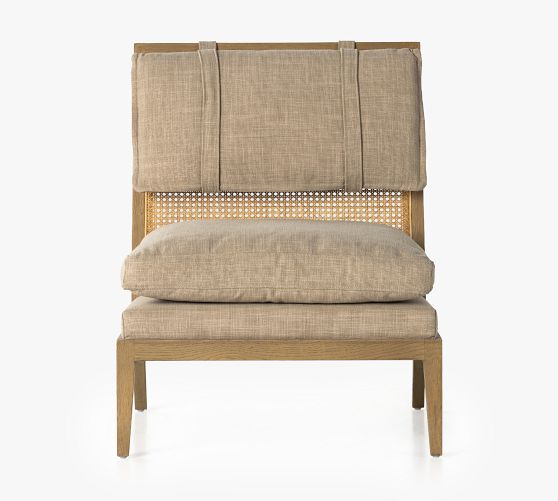 Roma Cane Upholstered Armless Chair | Pottery Barn