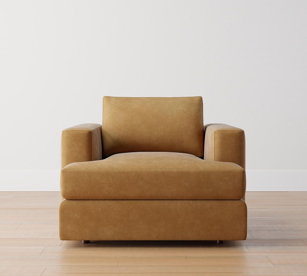 Carmel Recessed Square Arm Leather Armchair | Pottery Barn