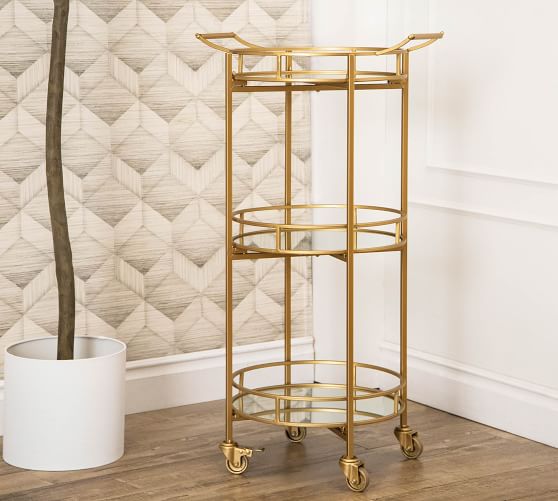 Jurupa Round Metal Bar Cart | Pottery Barn