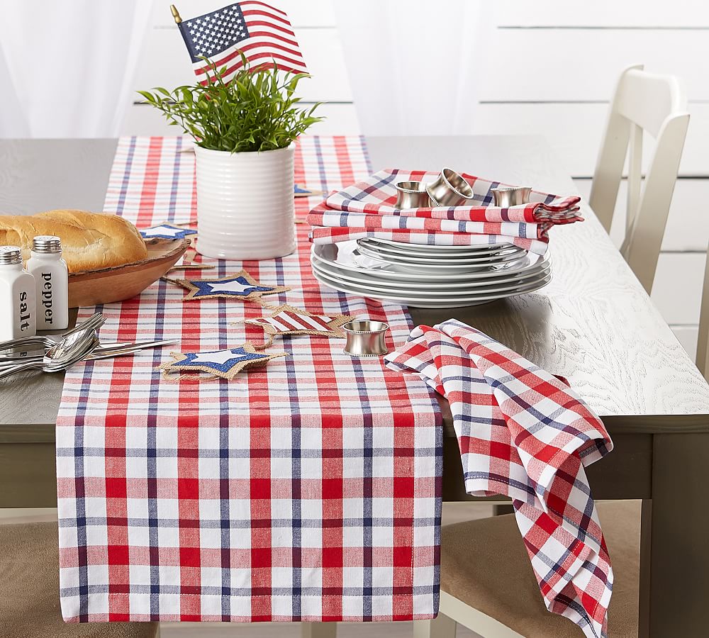 Americana Plaid Cotton Table Runners | Pottery Barn
