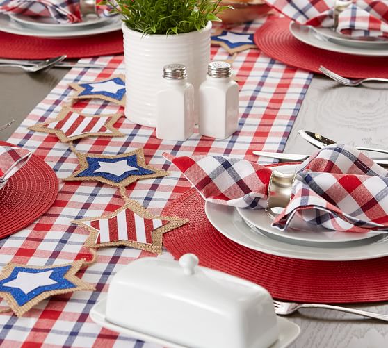 Americana Plaid Cotton Table Runners | Pottery Barn