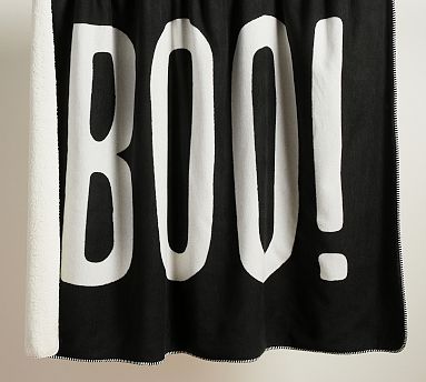Boo Jacquard Sherpa Back Throw Blanket | Pottery Barn