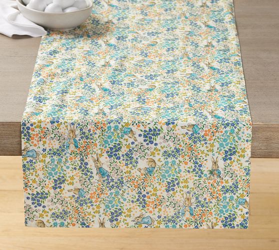 Peter Rabbit™ Floral Cotton/Linen Table Runner | Pottery Barn