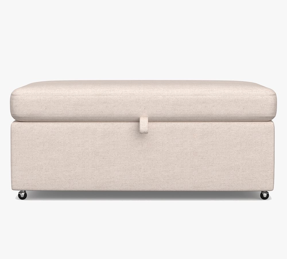 York Deep Seat Upholstered Storage Ottoman with Pull Out Table ...