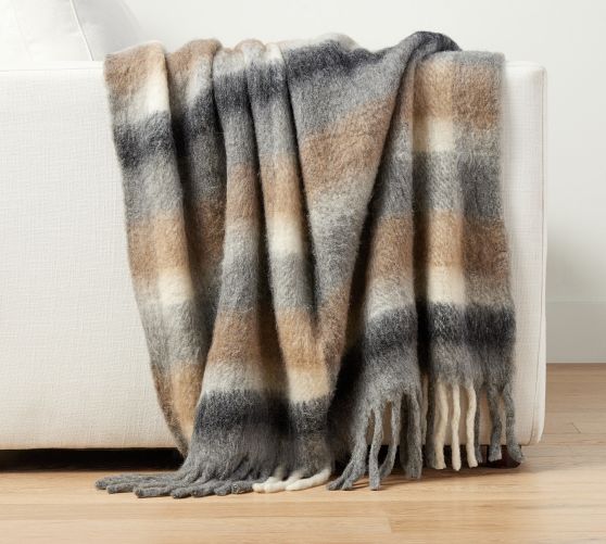 Hayden Plaid Mohair Throw | Pottery Barn