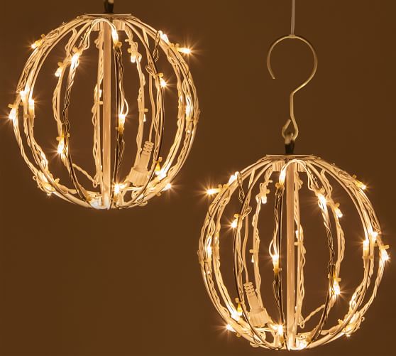 Warm White LED Ball With White Frame | Pottery Barn