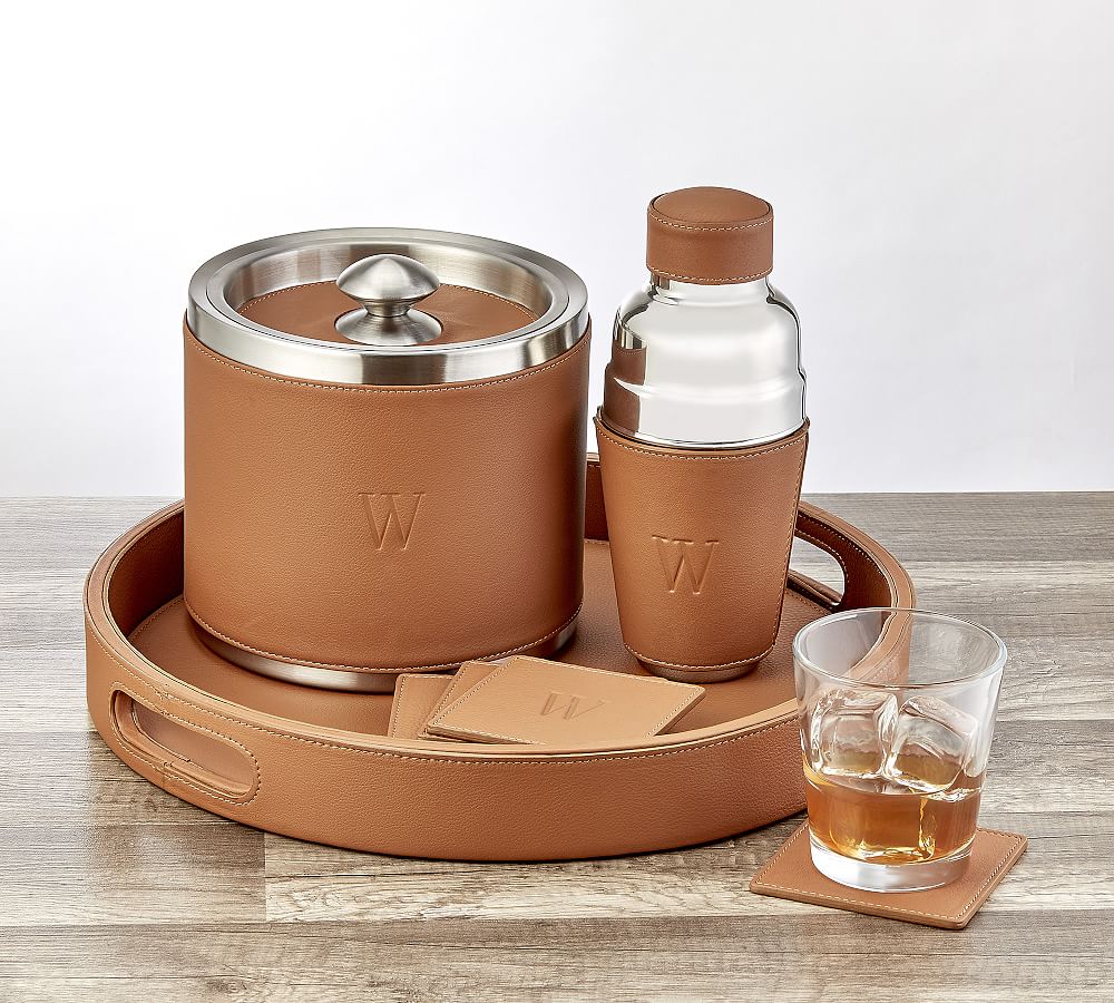 French Handcrafted Leather Bar Tray | Pottery Barn