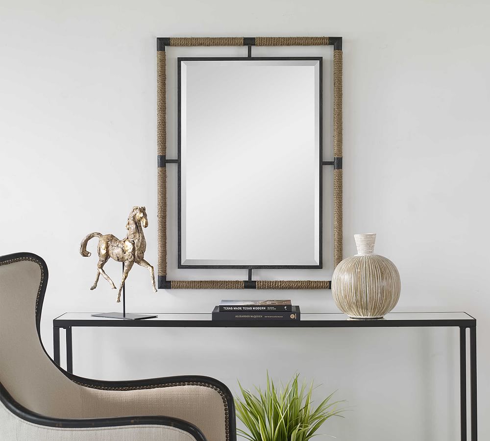 Starrett Rectangular Natural/Black Mirror | Pottery Barn