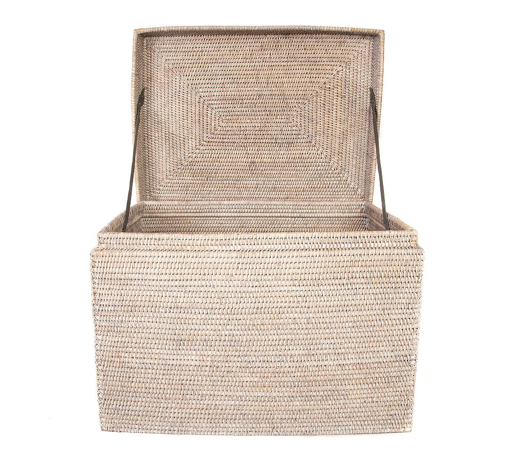 Tava Handwoven Rattan Rectangular Hinged Chest | Pottery Barn