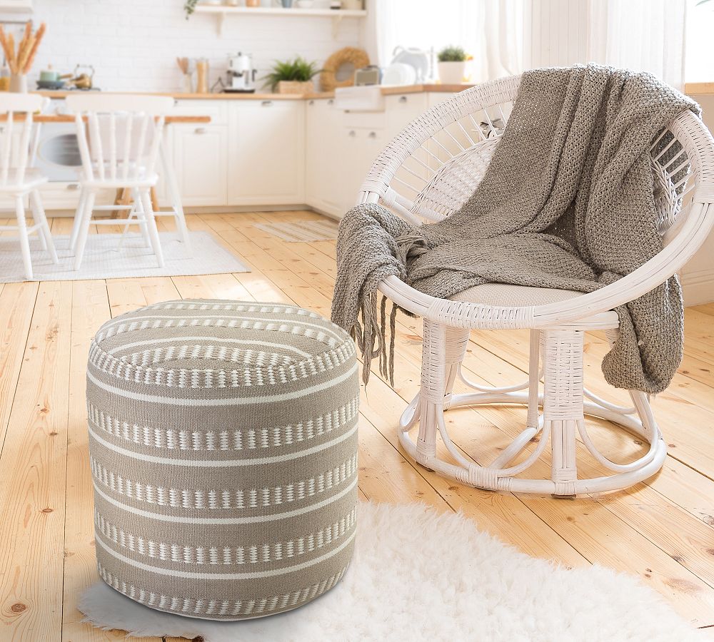 Canaan Recycled Yarn Outdoor Pouf | Pottery Barn
