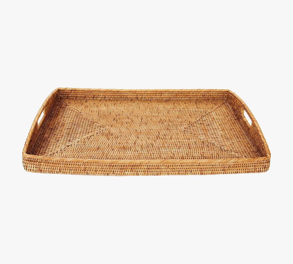 Tava Handwoven Rattan Rectangular Serving Tray | Pottery Barn
