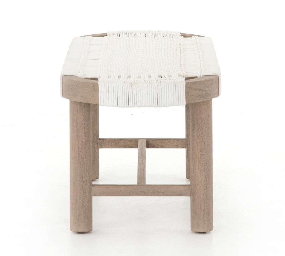 Keiko Teak Woven Outdoor Bench | Pottery Barn