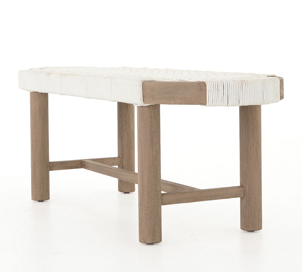 Keiko Teak Woven Outdoor Bench | Pottery Barn