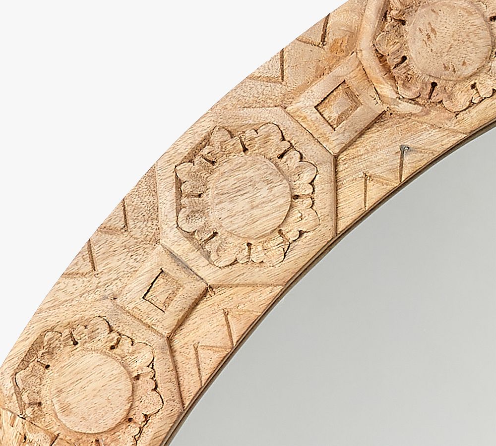 Cora Round Hand Carved Wood Mirror | Pottery Barn