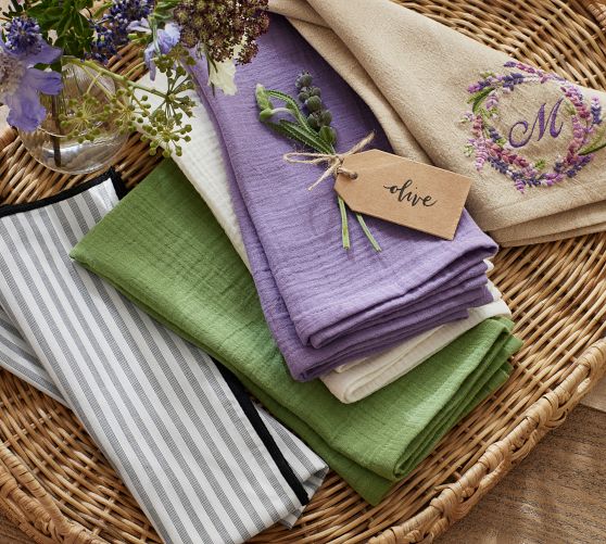 Monique Lhuillier Ticking Stripe Merrow Edge Trim Napkins - Set of 4 ...