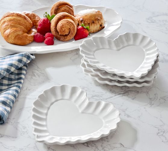 Heirloom Scalloped Heart Appetizer Plates - Set of 4 | Pottery Barn