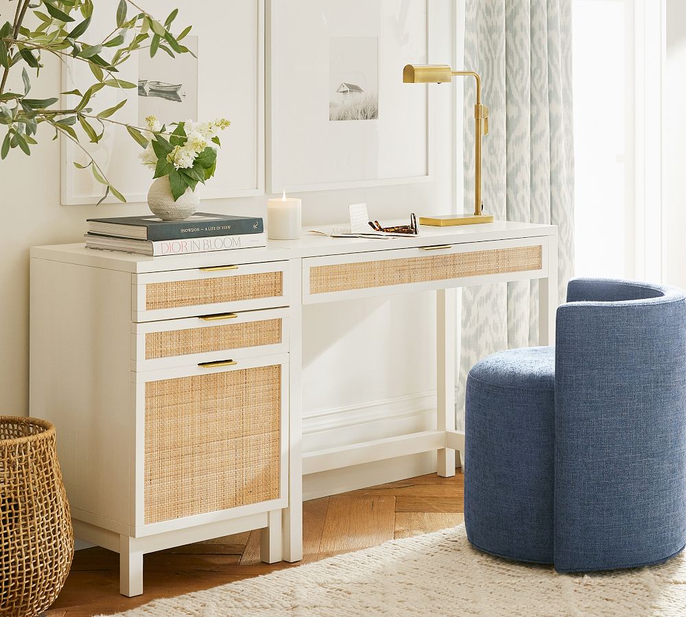Westly Cane Single Cabinet Writing Desk With Drawer | Pottery Barn