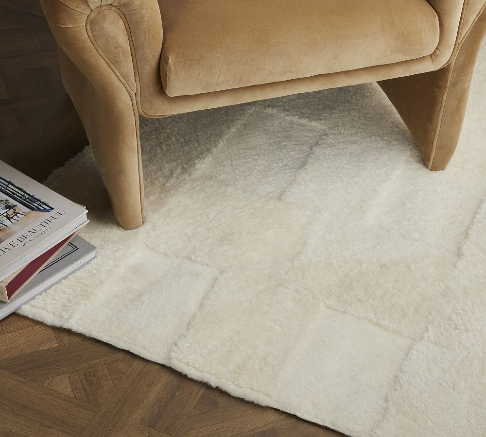 Gretel Patchwork Shearling Hide Rug | Pottery Barn