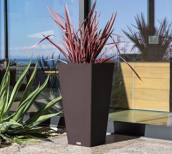 All Weather Eco Hevea Tapered Cube Tall Outdoor Planters | Pottery Barn