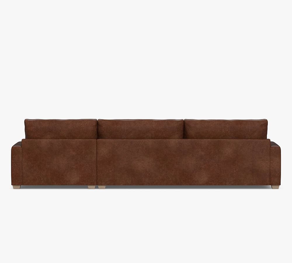 Canyon Square Arm Leather Sofa Double Wide Chaise Sectional | Pottery Barn