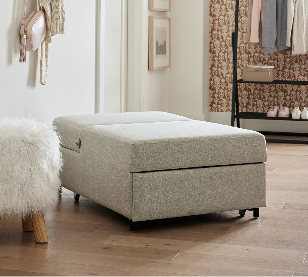 Pacifica Square Arm Upholstered Sleeper Ottoman | Pottery Barn