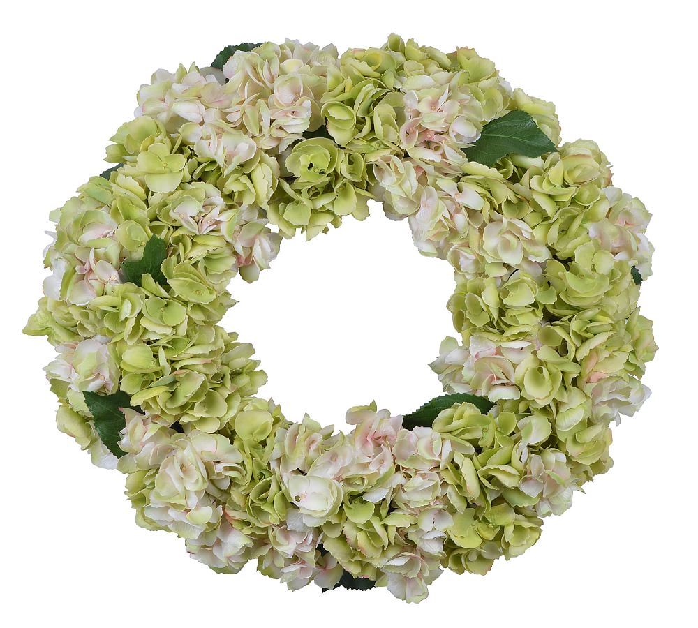 Faux Pink & Green Hydrangea Wreath, 24'' | Pottery Barn