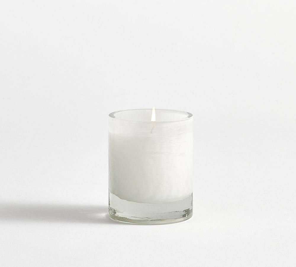 Hammered Glass Scented Candle - Bergamot & White Oak | Pottery Barn