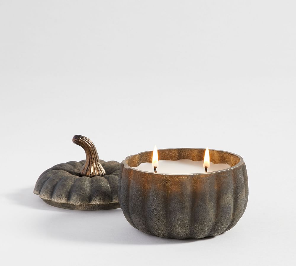 Handcrafted Pumpkin Lidded Recycled Glass Candles - Harvest Spice ...
