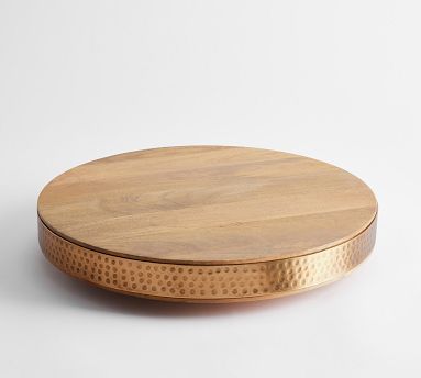 Mango Wood & Copper Lazy Susan | Pottery Barn
