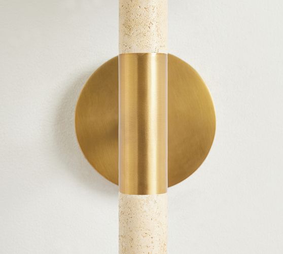 Sterling Travertine Shaded Sconce | Pottery Barn
