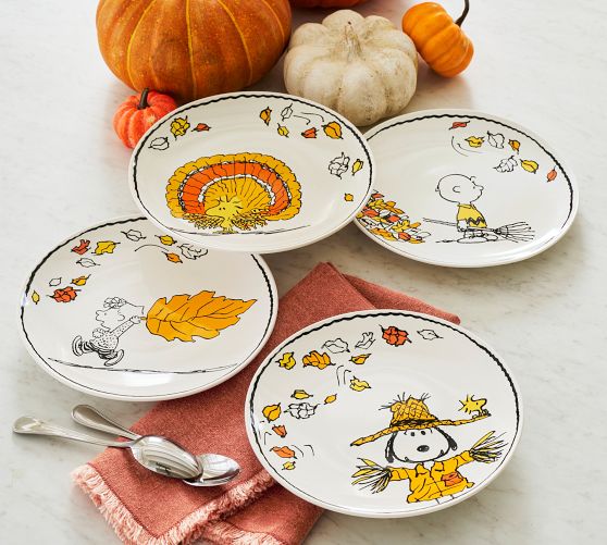 Peanuts™ Harvest Mixed Salad Plates - Set of 4 | Pottery Barn