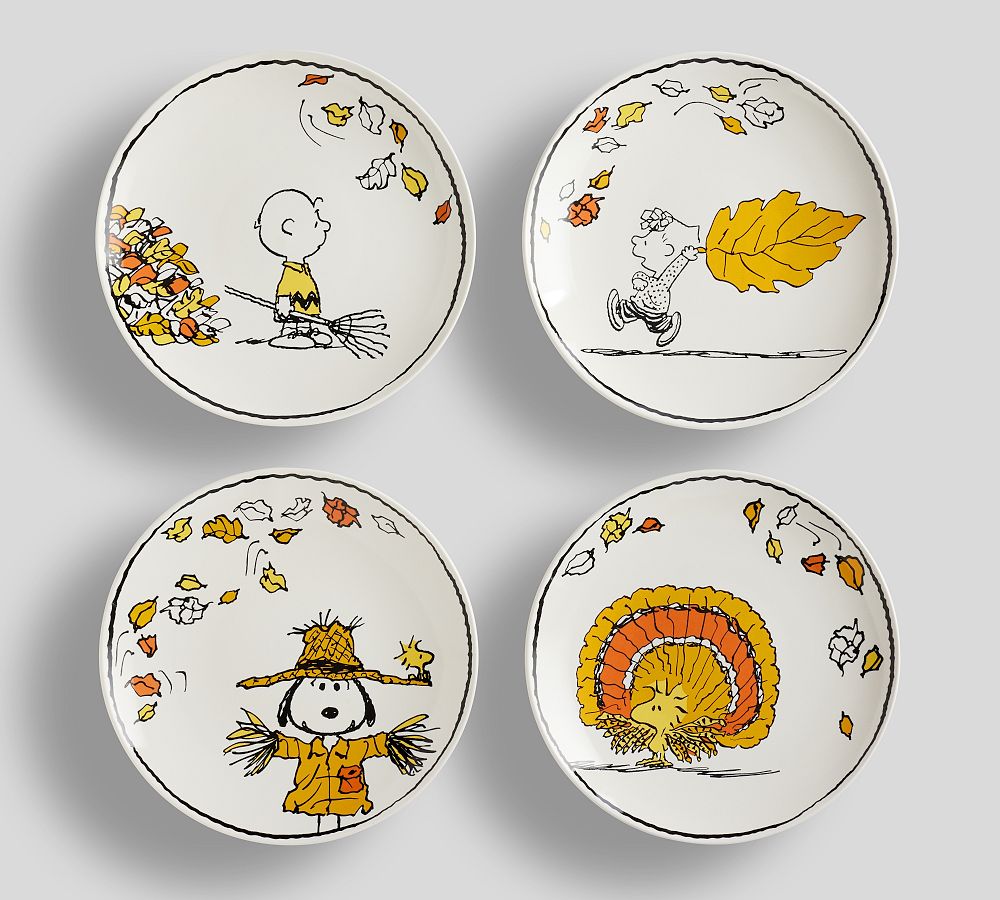 Peanuts™ Harvest Mixed Salad Plates - Set of 4 | Pottery Barn