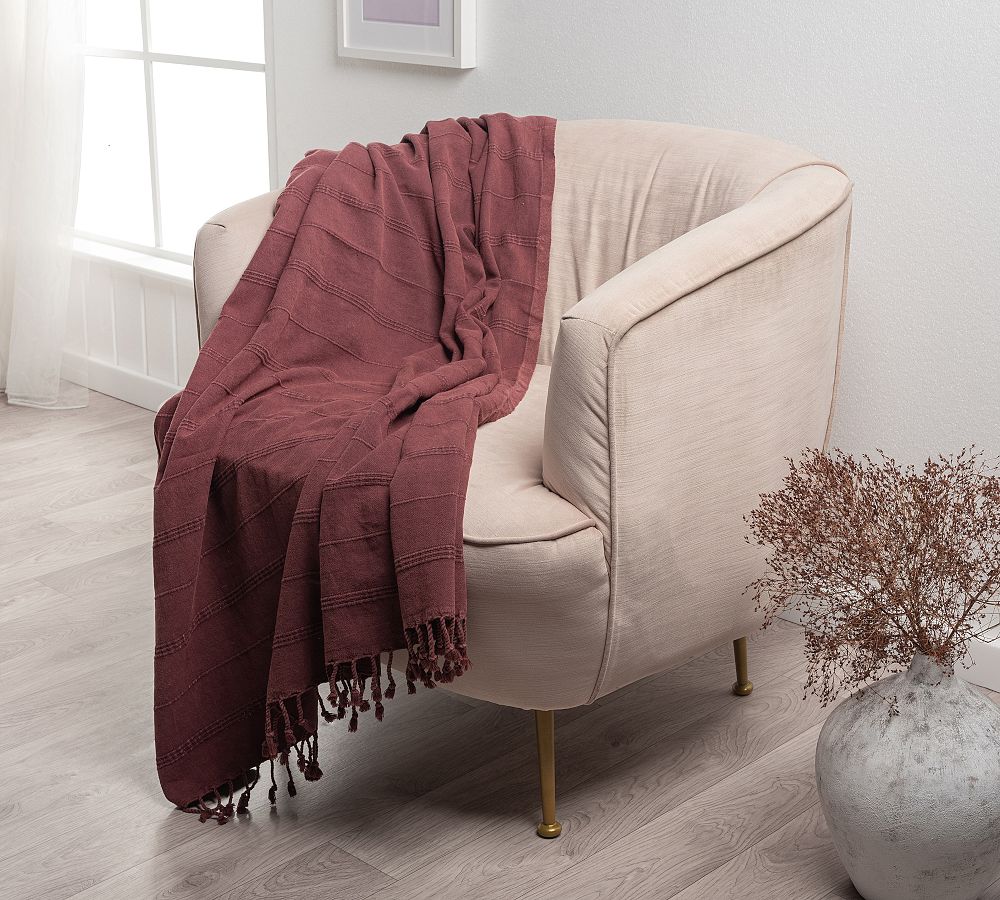 Turkish Cotton Striped Tassel Throw Blanket | Pottery Barn
