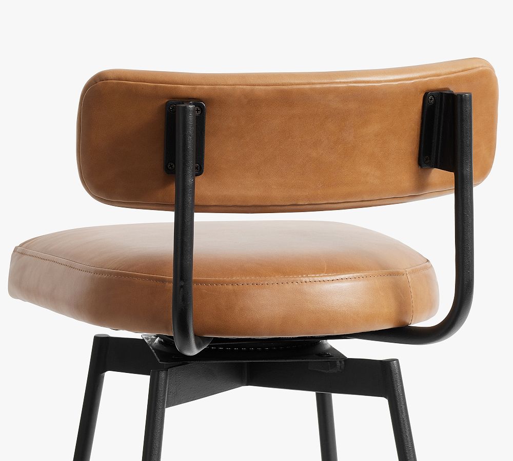 Maison Leather Low Back Swivel Stool | Pottery Barn