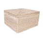 Tava Handwoven Rattan Square Storage Box With Lid | Pottery Barn