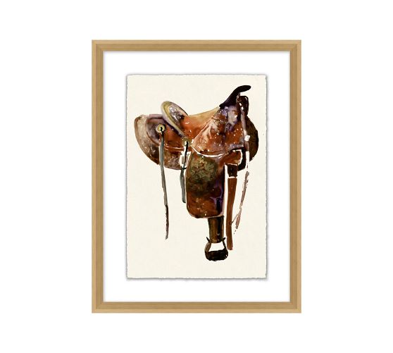 Watercolor Saddle Print Wall Art | Pottery Barn