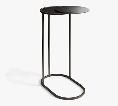 Duke Round Metal Swivel Side Table | Pottery Barn
