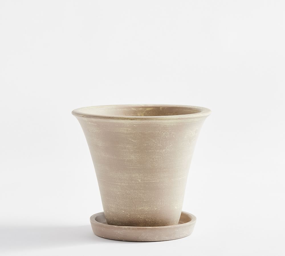 Provence Scalloped Edge Outdoor Planters - Clay | Pottery Barn