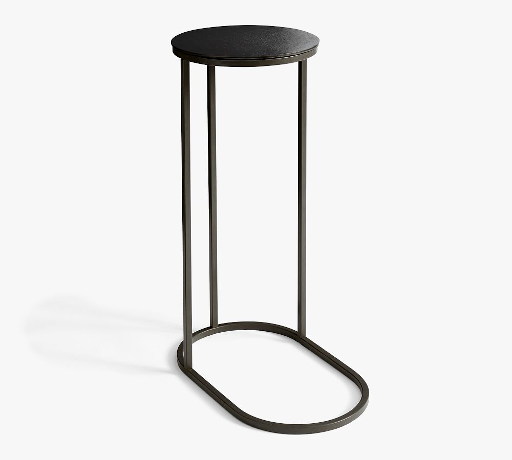 Duke Round Metal Swivel Side Table | Pottery Barn