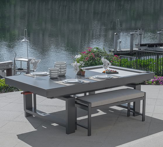 Indio Metal Convertible Outdoor Pool & Dining Table Set | Pottery Barn